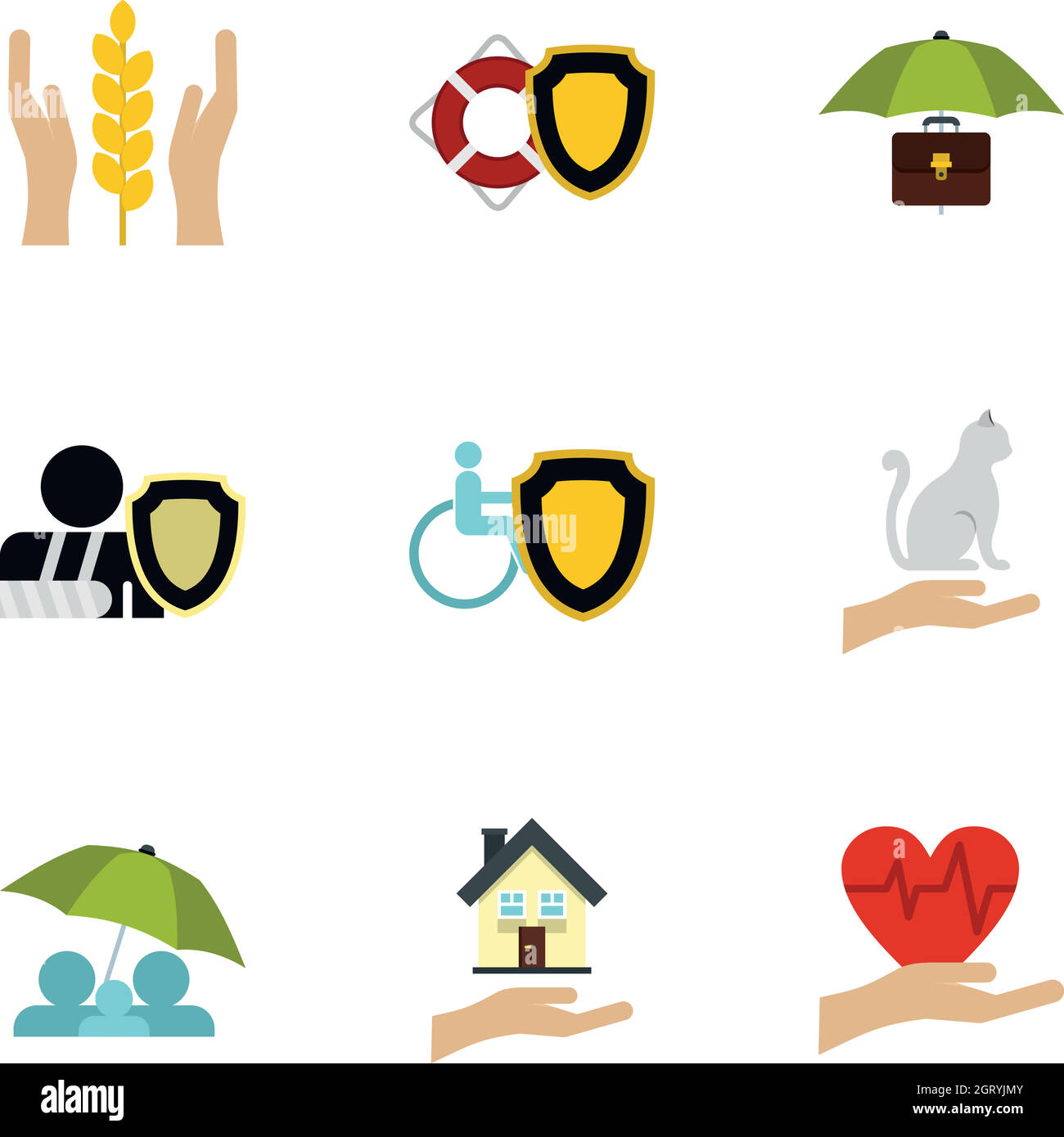 Insurance icons set, flat style Stock Vector Image & Art - Alamy