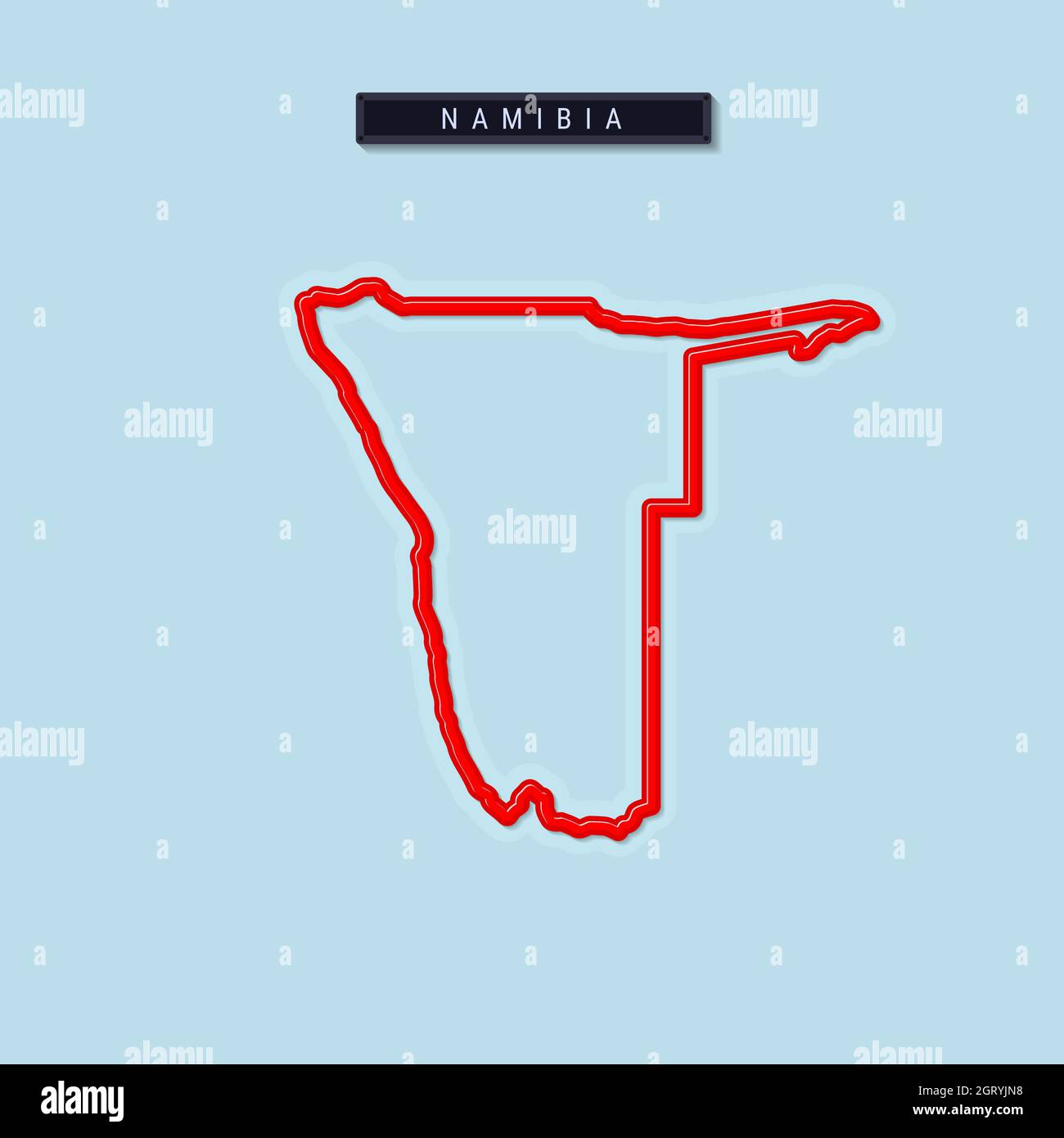 Namibia bold outline map. Glossy red border with soft shadow. Country ...