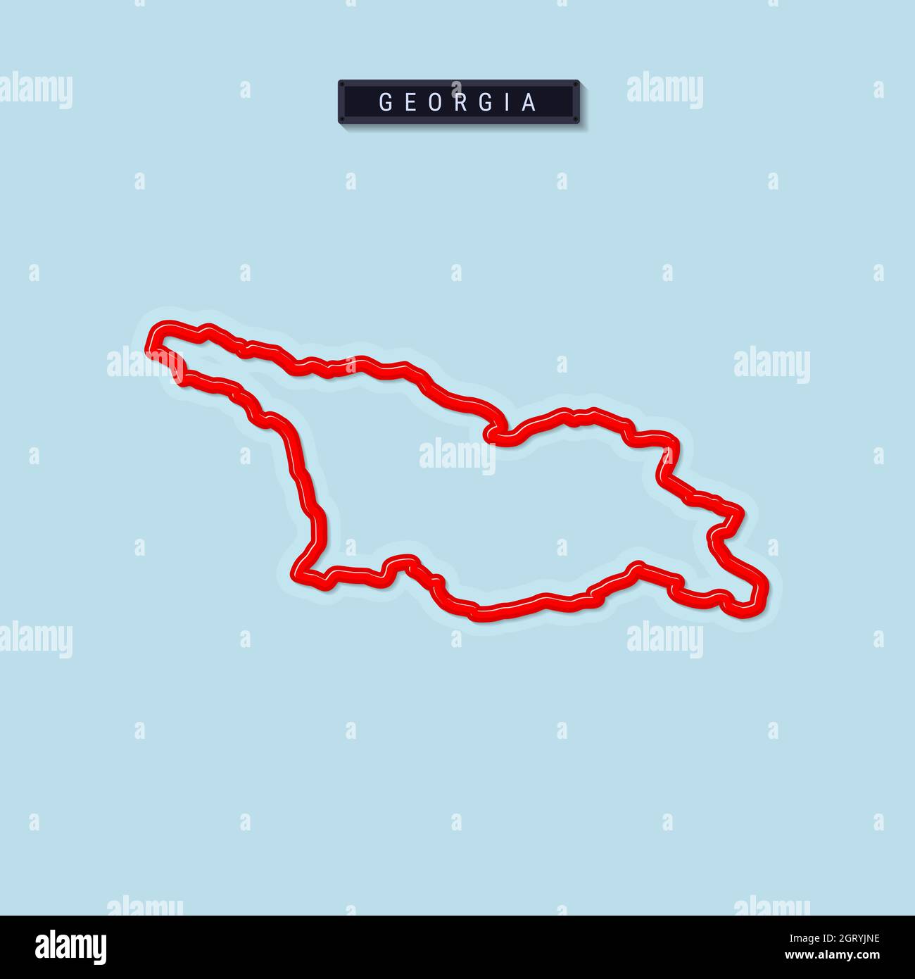 Georgia bold outline map. Glossy red border with soft shadow. Country ...