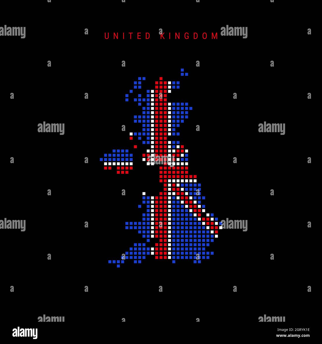 Square dots pattern map of United Kingdom. Dotted pixel map with ...