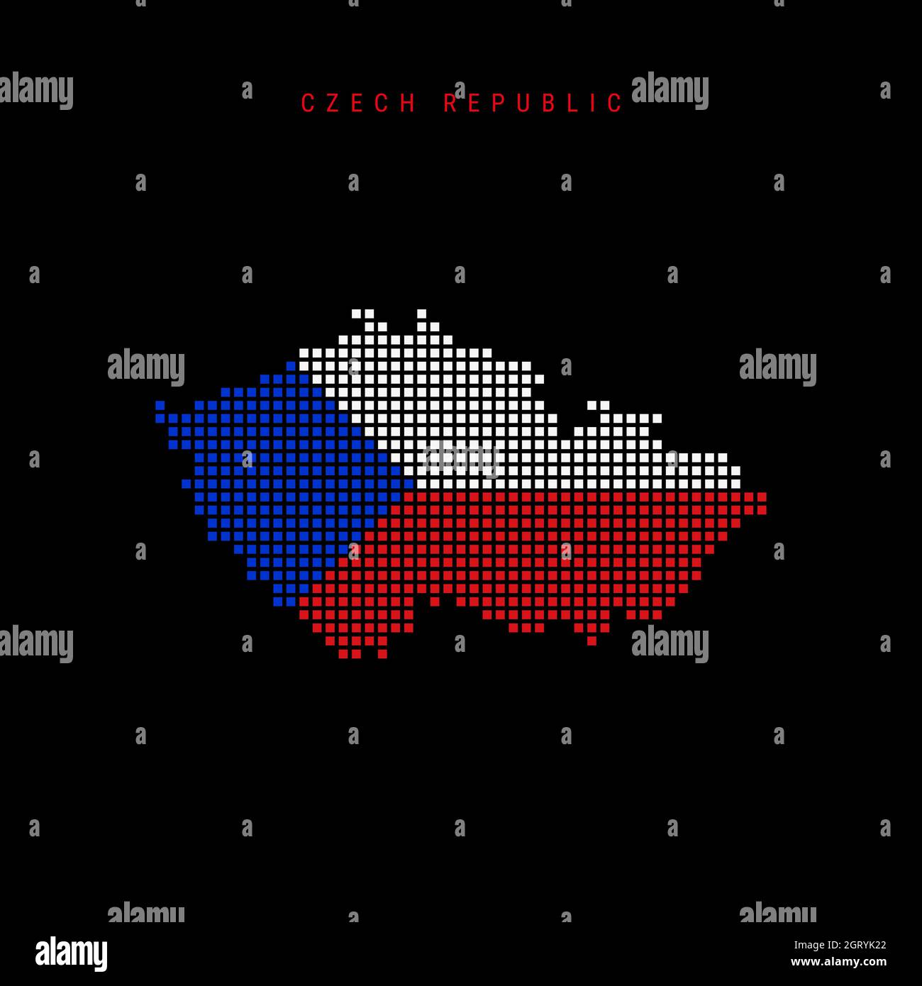 Square dots pattern map of Czech Republic. Dotted pixel map with ...