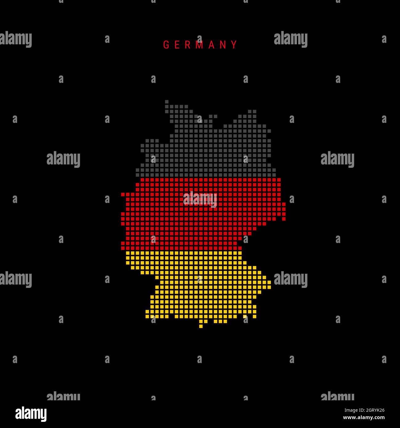 Square dots pattern map of Germany. Dotted pixel map with national flag ...