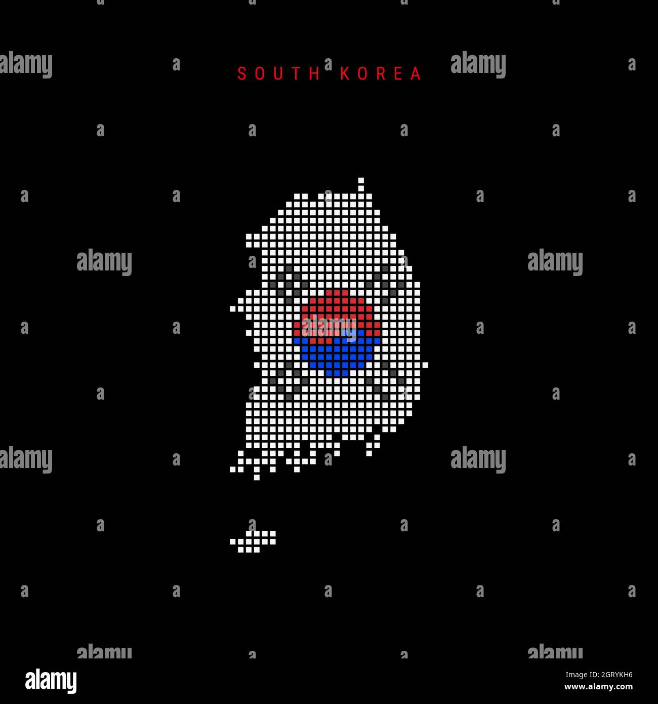 Square Dots Pattern Map Of South Korea Dotted Pixel Map With National Flag Colors Isolated On