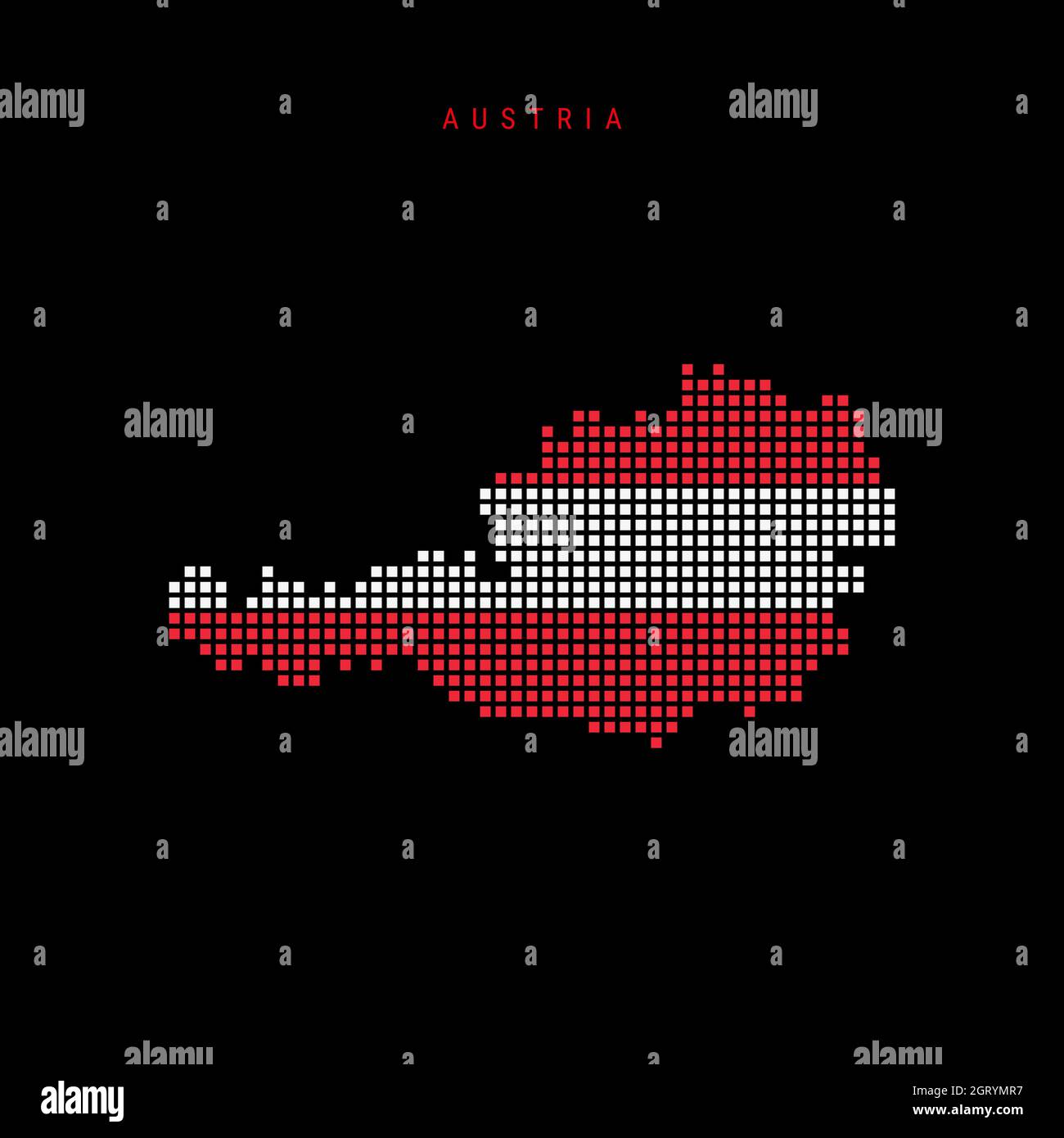 Square dots pattern map of Austria. Dotted pixel map with national flag ...