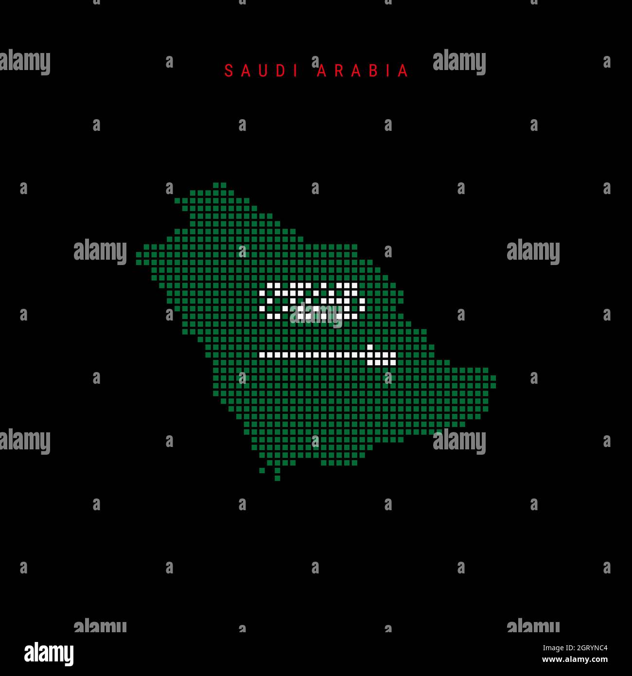 Square dots pattern map of Saudi Arabia. Dotted pixel map with national ...