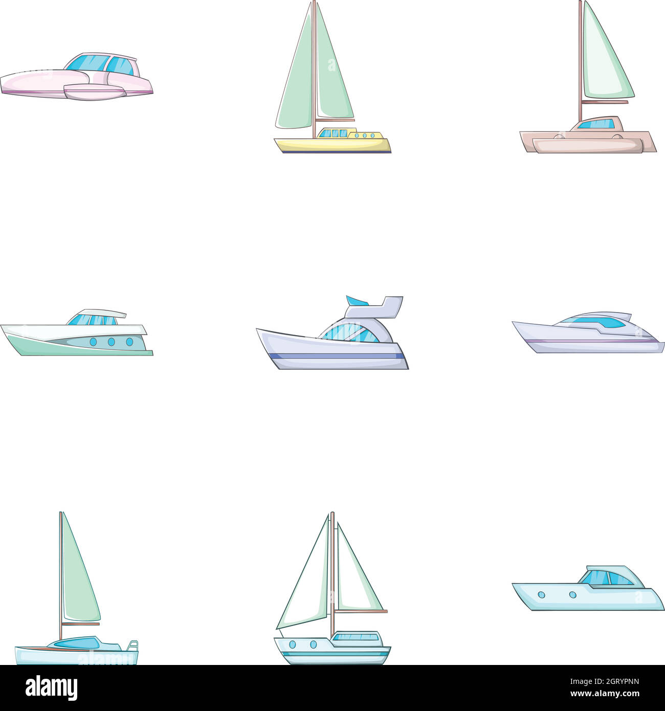 Sail boat icons set, cartoon style Stock Vector Image & Art - Alamy