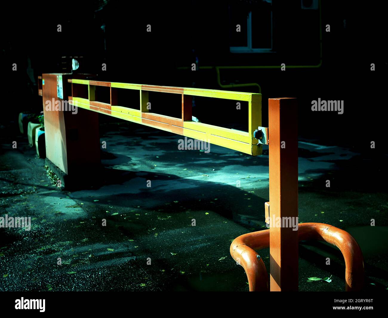 Automatic gate barrier. Tinted image of a closed barrier Stock Photo ...
