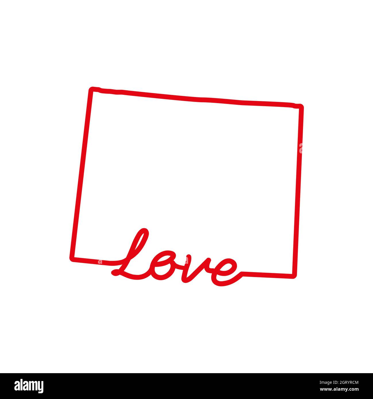 Wyoming US state red outline map with the handwritten LOVE word ...