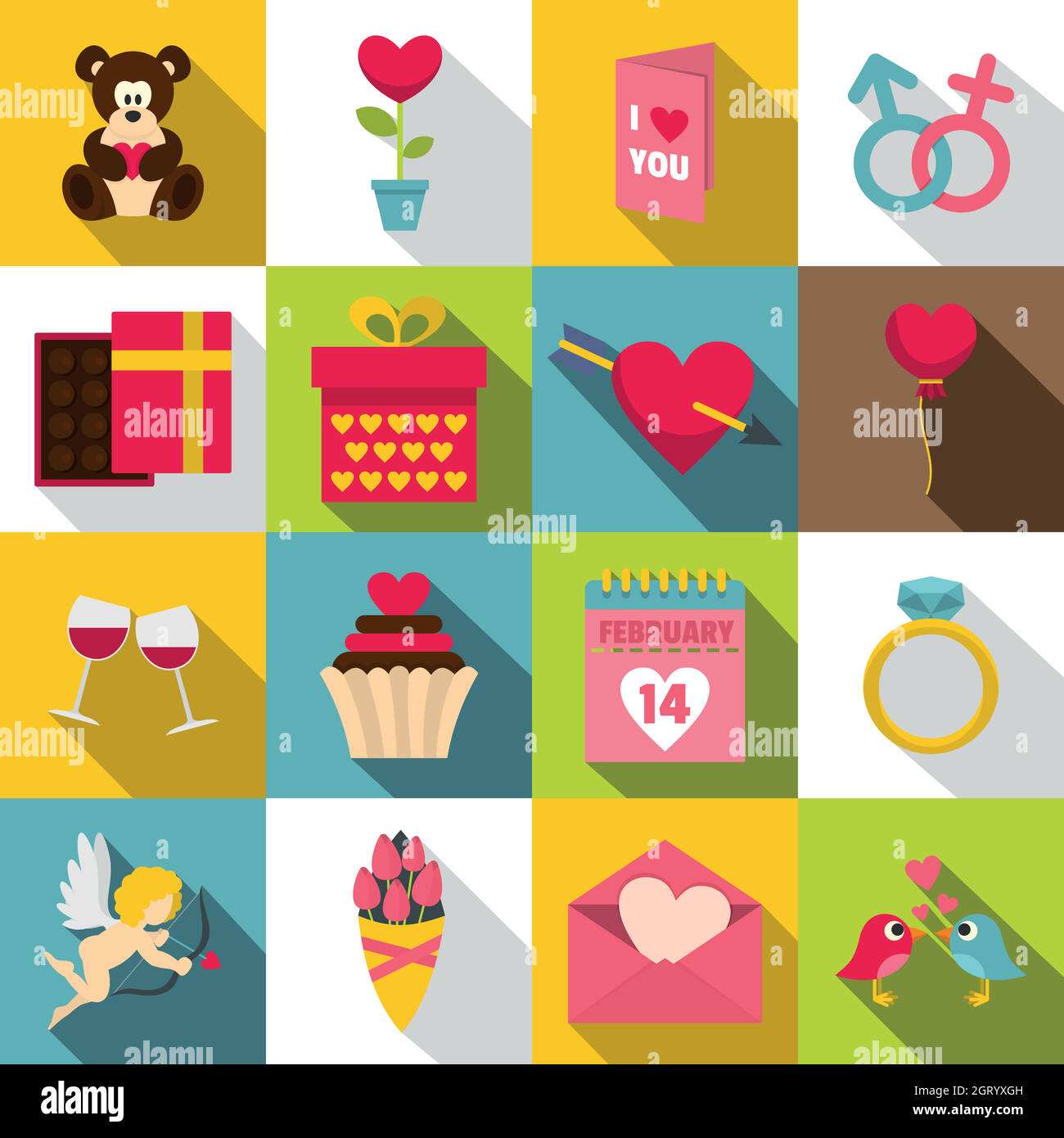 Saint Valentine icons set, flat style Stock Vector Image & Art - Alamy