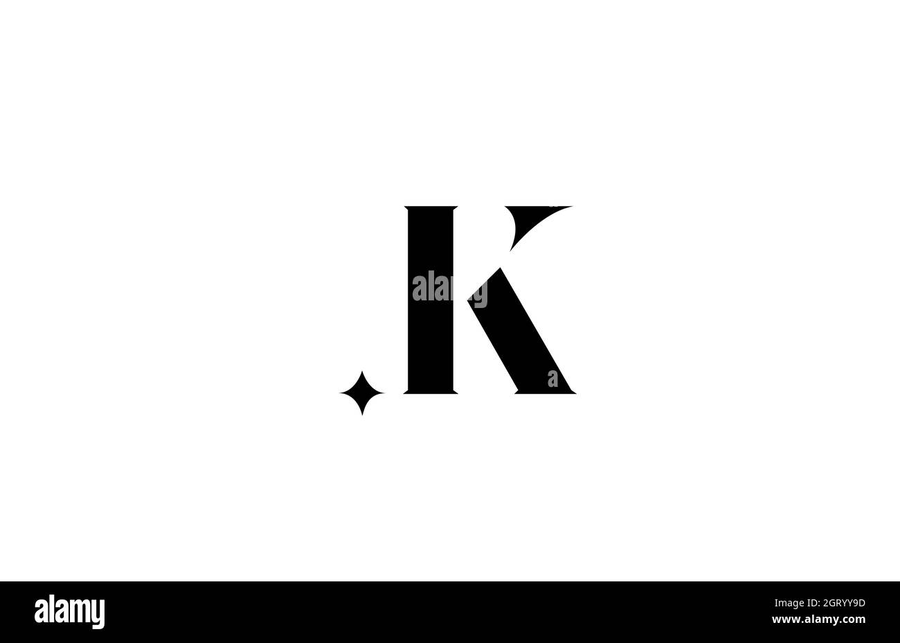 black and white K alphabet letter logo for business with star. Creative ...