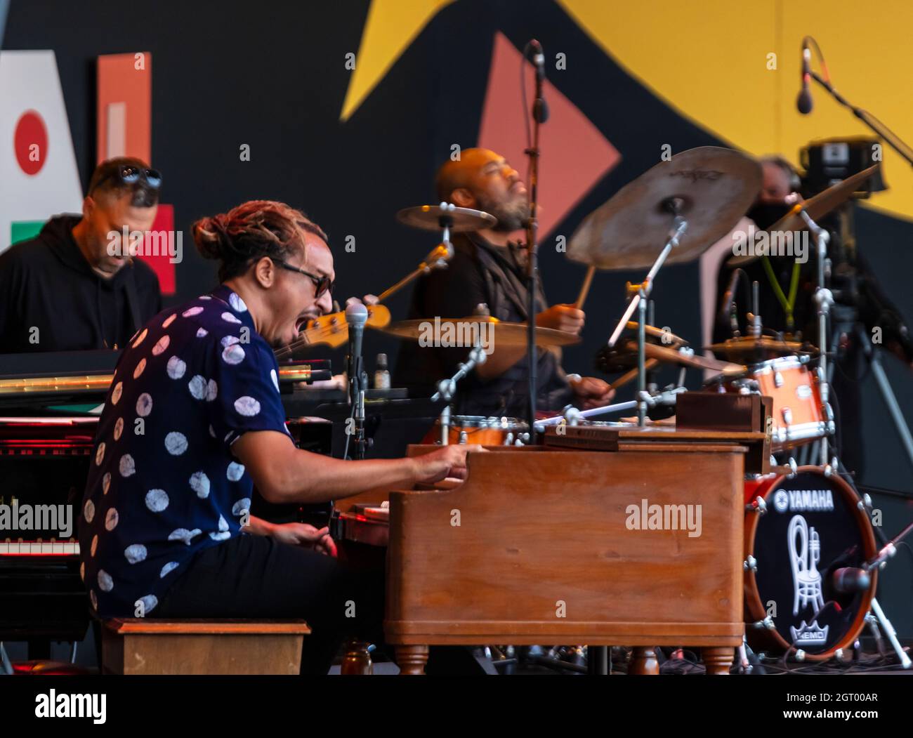 Gerald Clayton performs with Eric Harland on drums at the 2021 Monterey Jazz Festival Stock ...