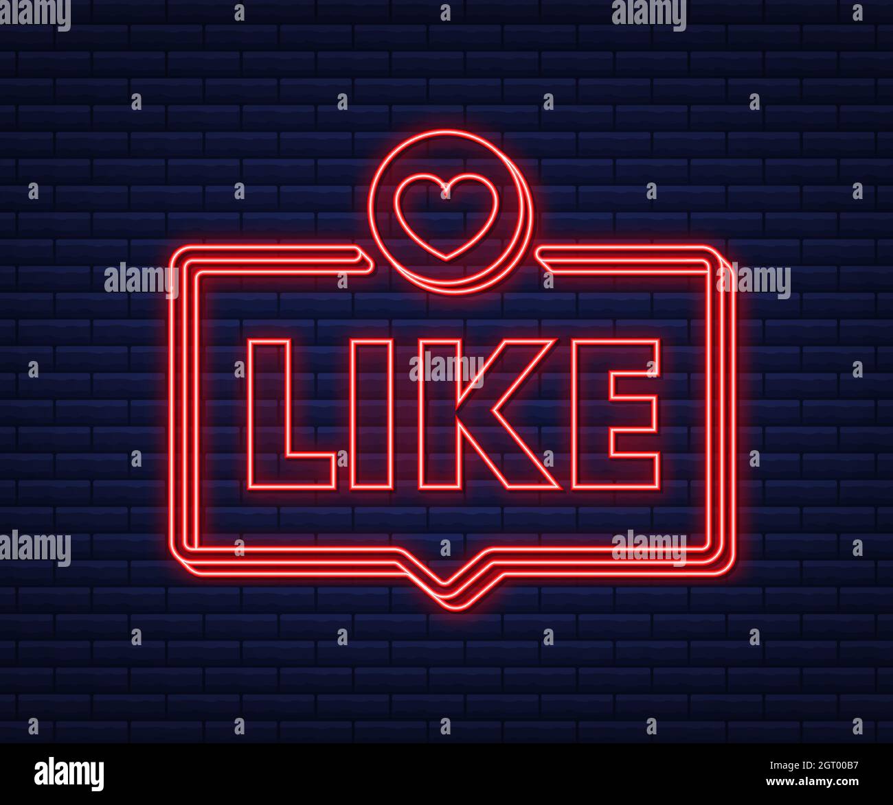 Blue like neon on light background. Thumb up icon. Social media network ...