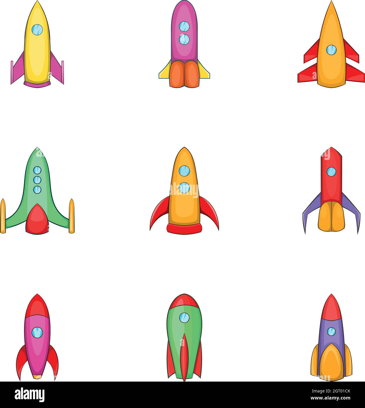 Spaceship icons set, cartoon style Stock Vector Image & Art - Alamy