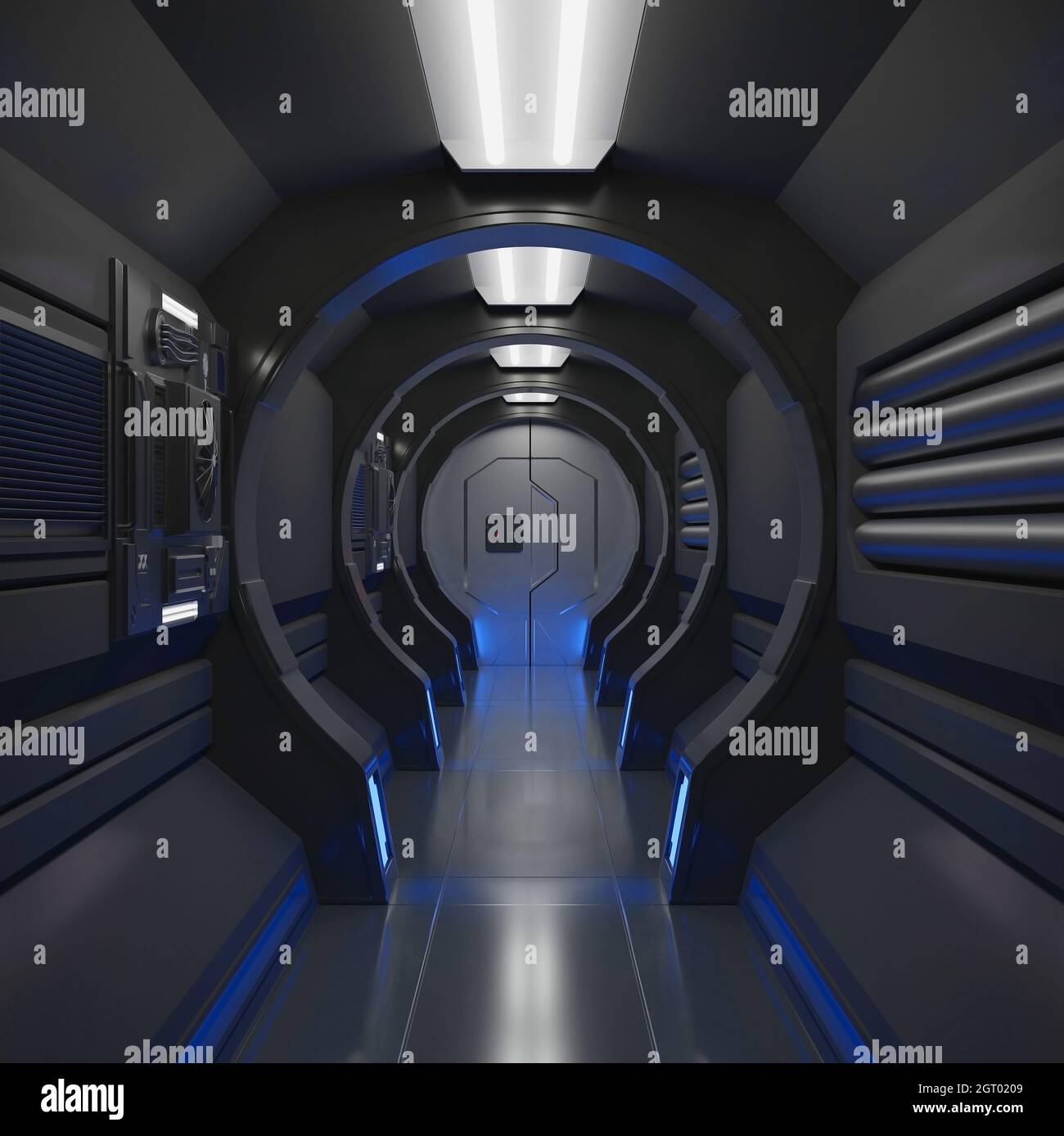 Interior Of Illuminated Tunnel Stock Photo - Alamy
