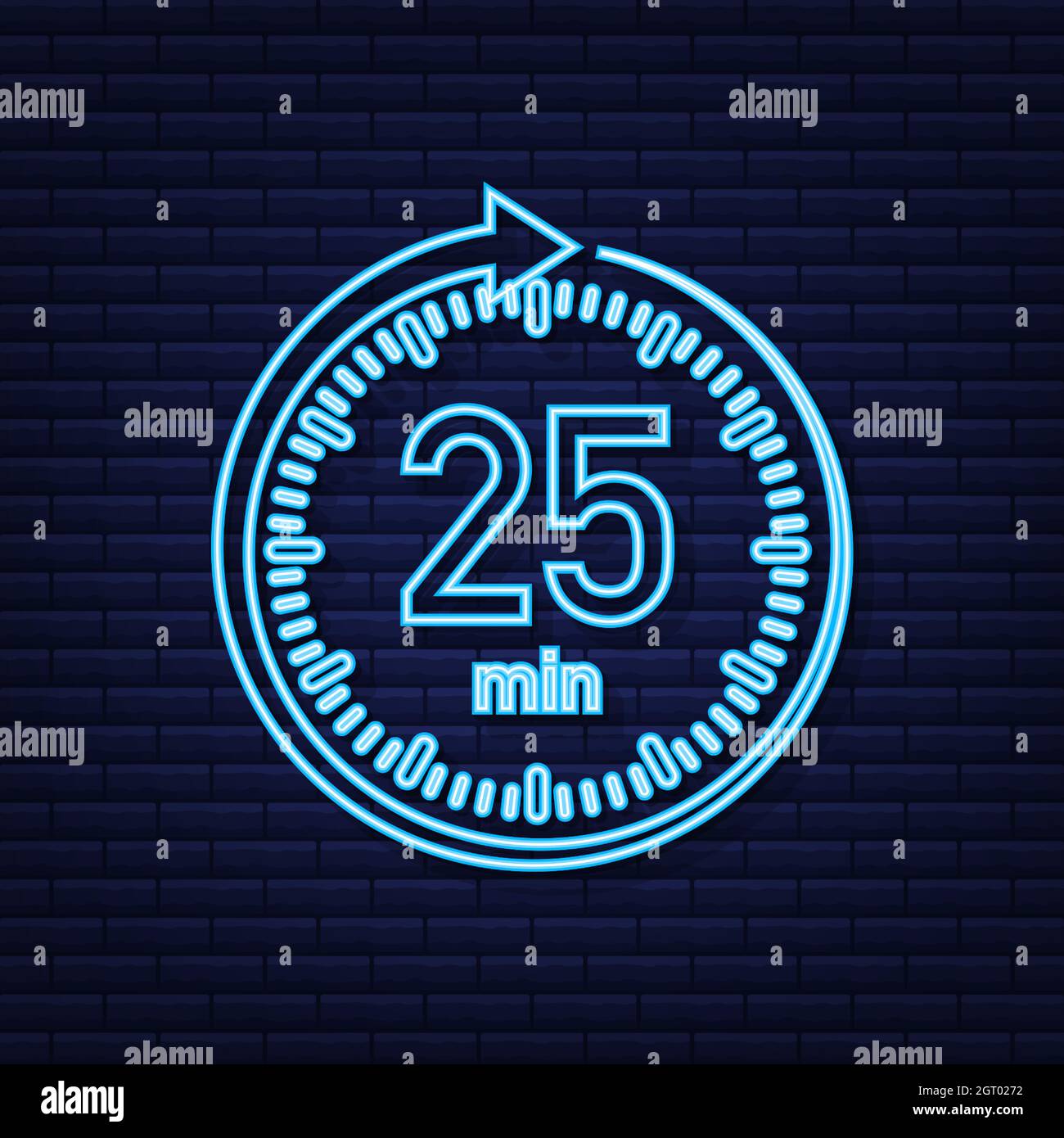 The 25 minutes, stopwatch vector neon icon. Stopwatch icon in flat ...