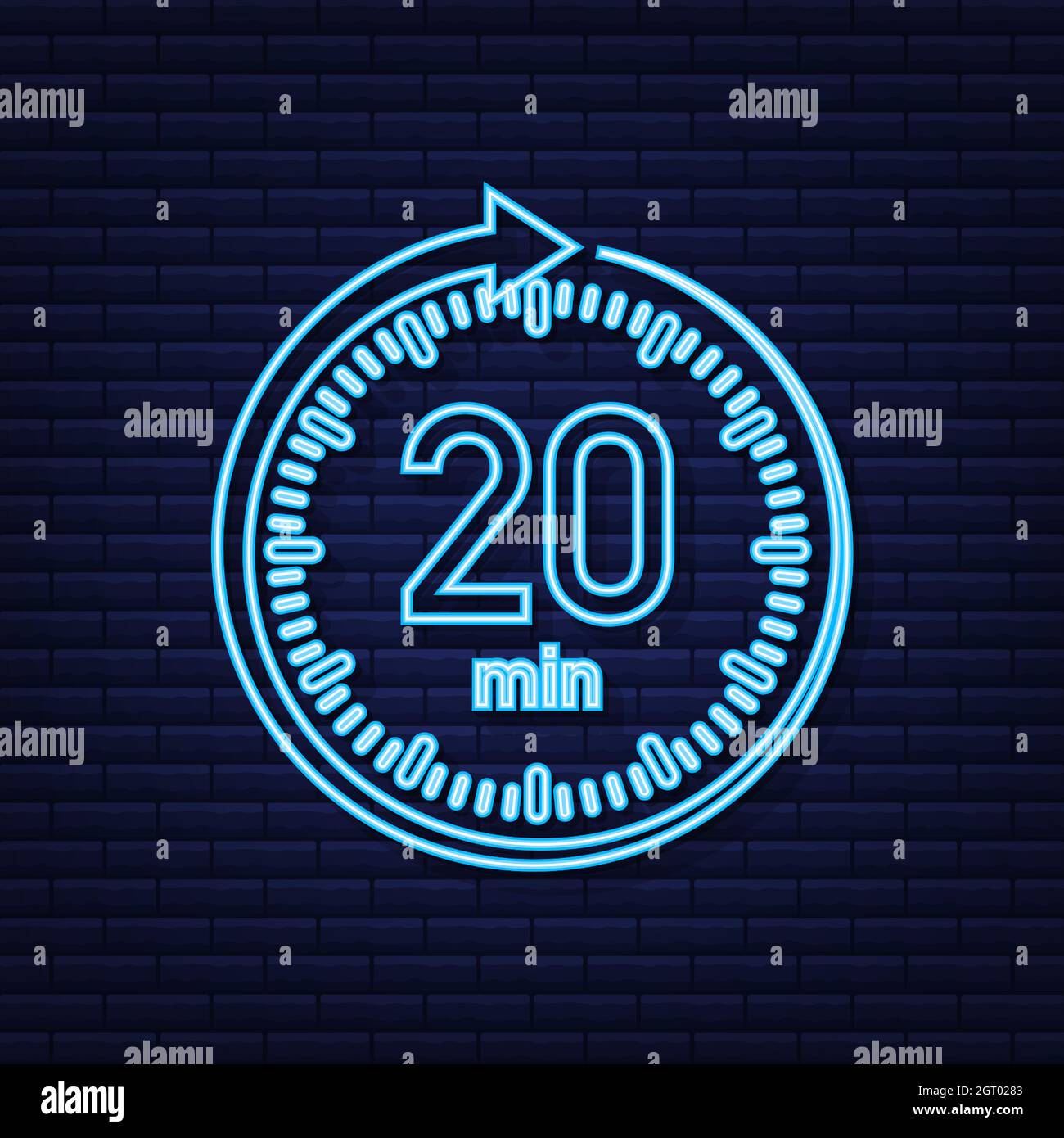 The 20 minutes, stopwatch vector neon icon. Stopwatch icon in flat ...