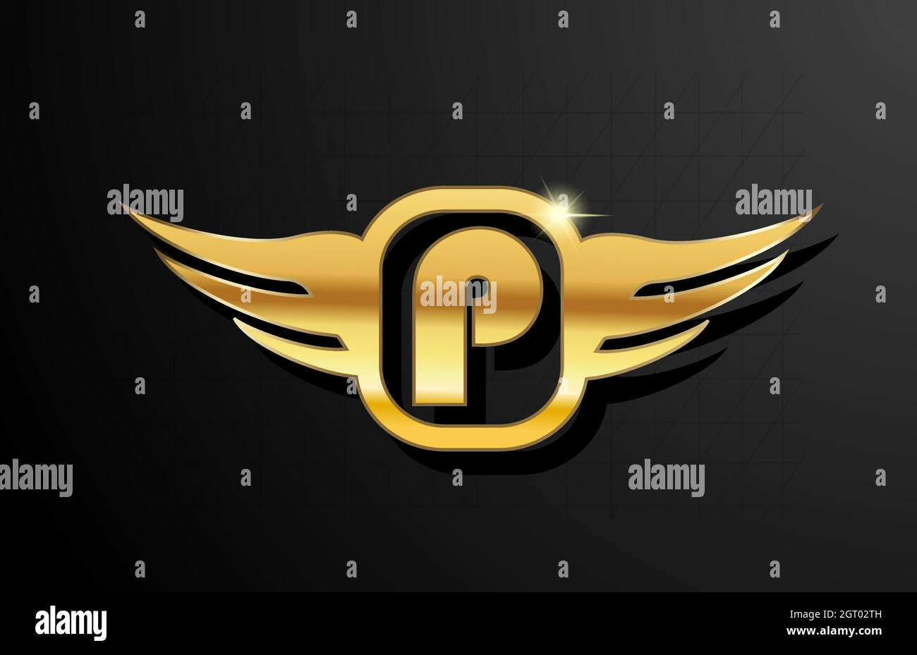 P gold letter logo alphabet for business and company with yellow color ...