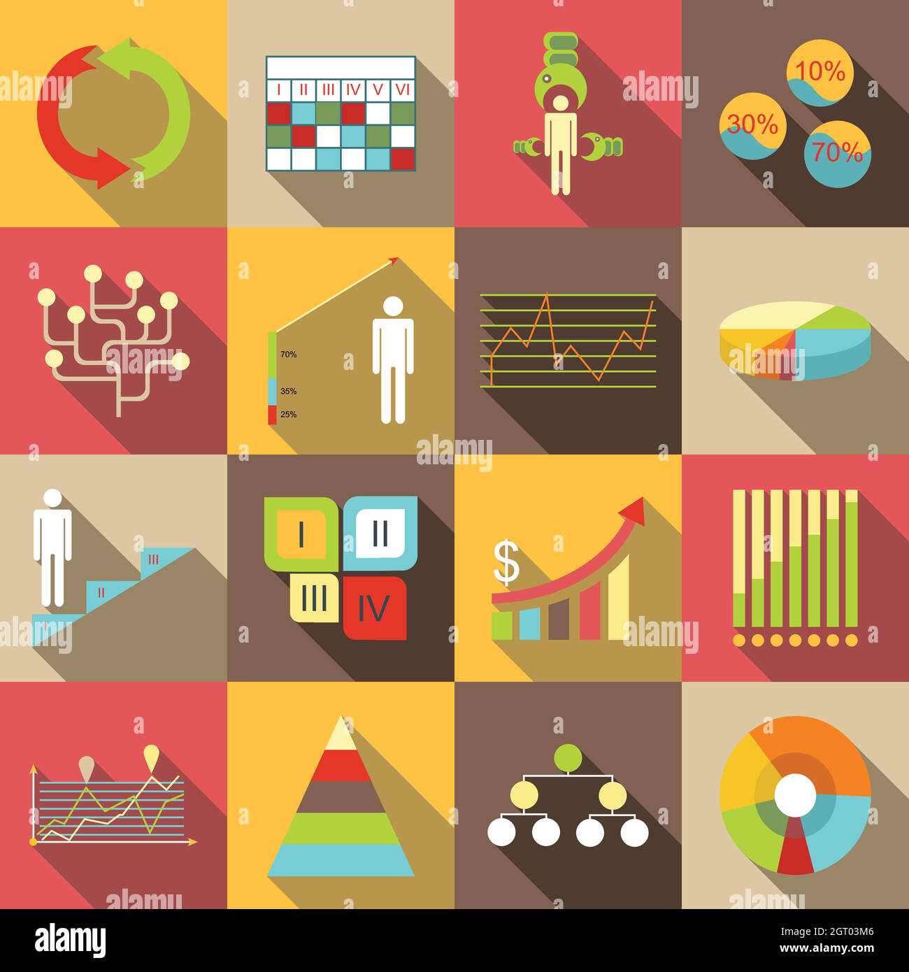 Infographic symbols parts icons set, flat style Stock Vector Image ...
