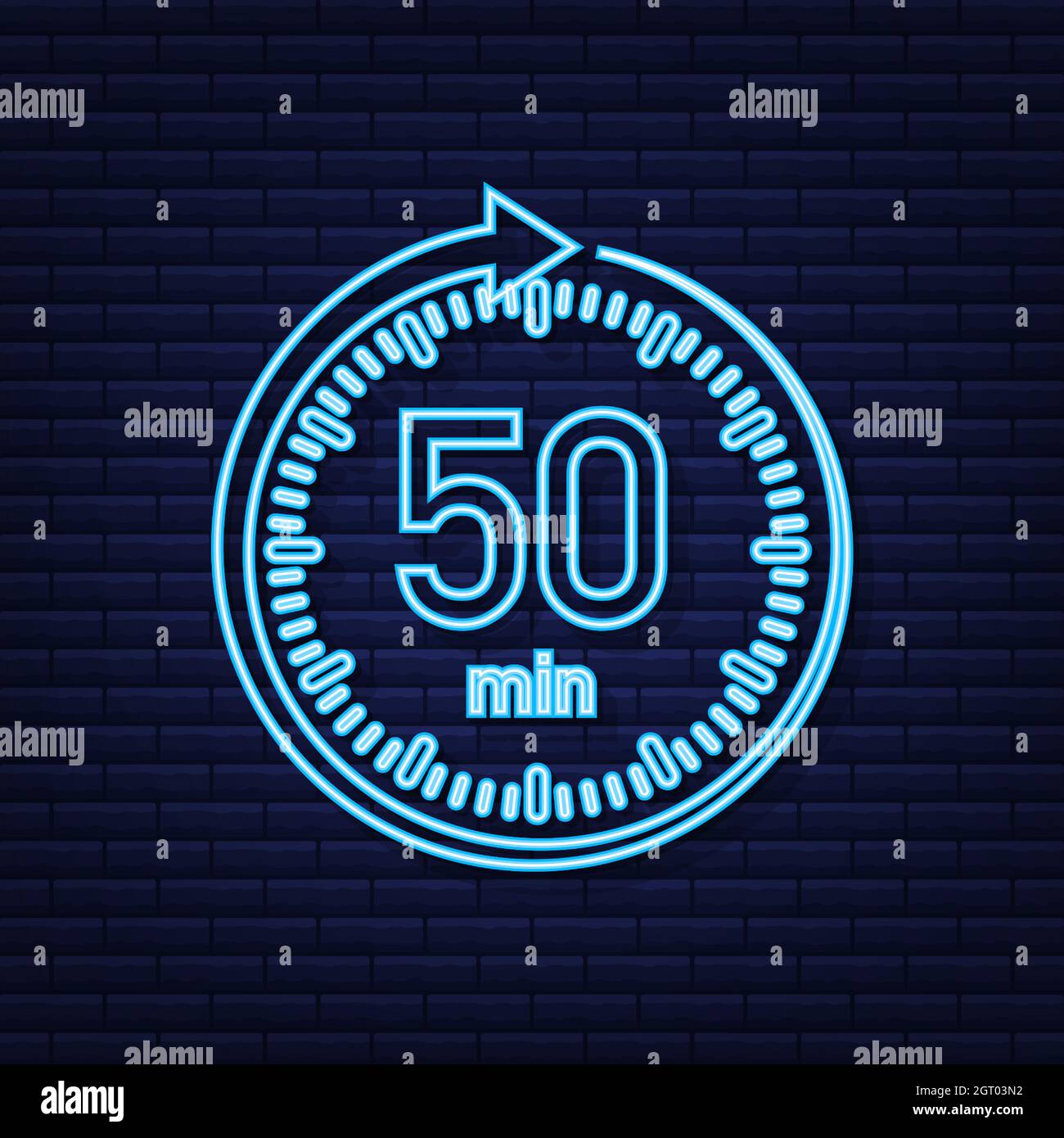 The 50 minutes, stopwatch vector neon icon. Stopwatch icon in flat ...