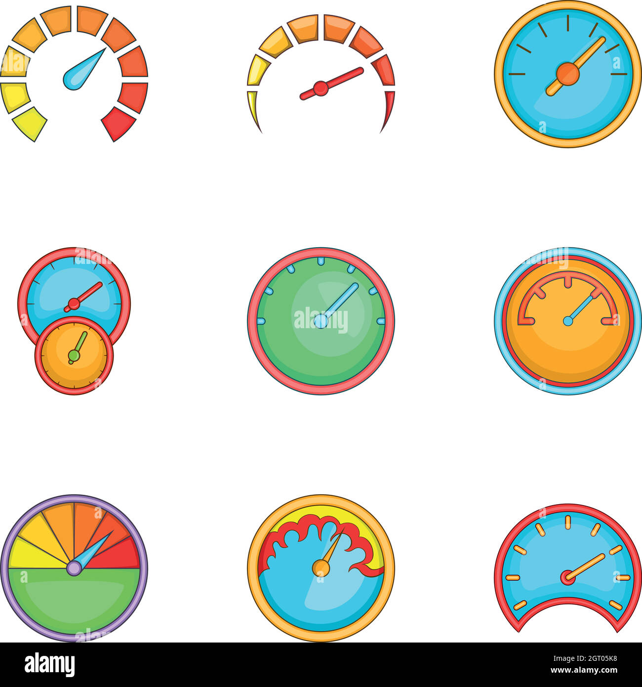 Speedometer or gauge icons set, cartoon style Stock Vector Image & Art ...