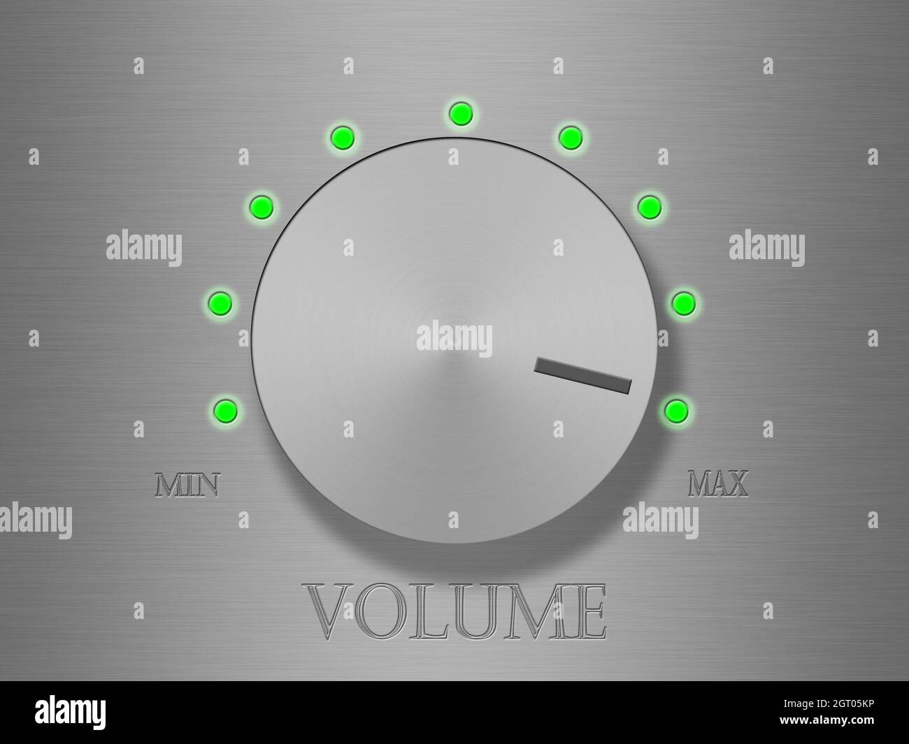 Illustration of a gray volume turner with minimum and maximum written ...