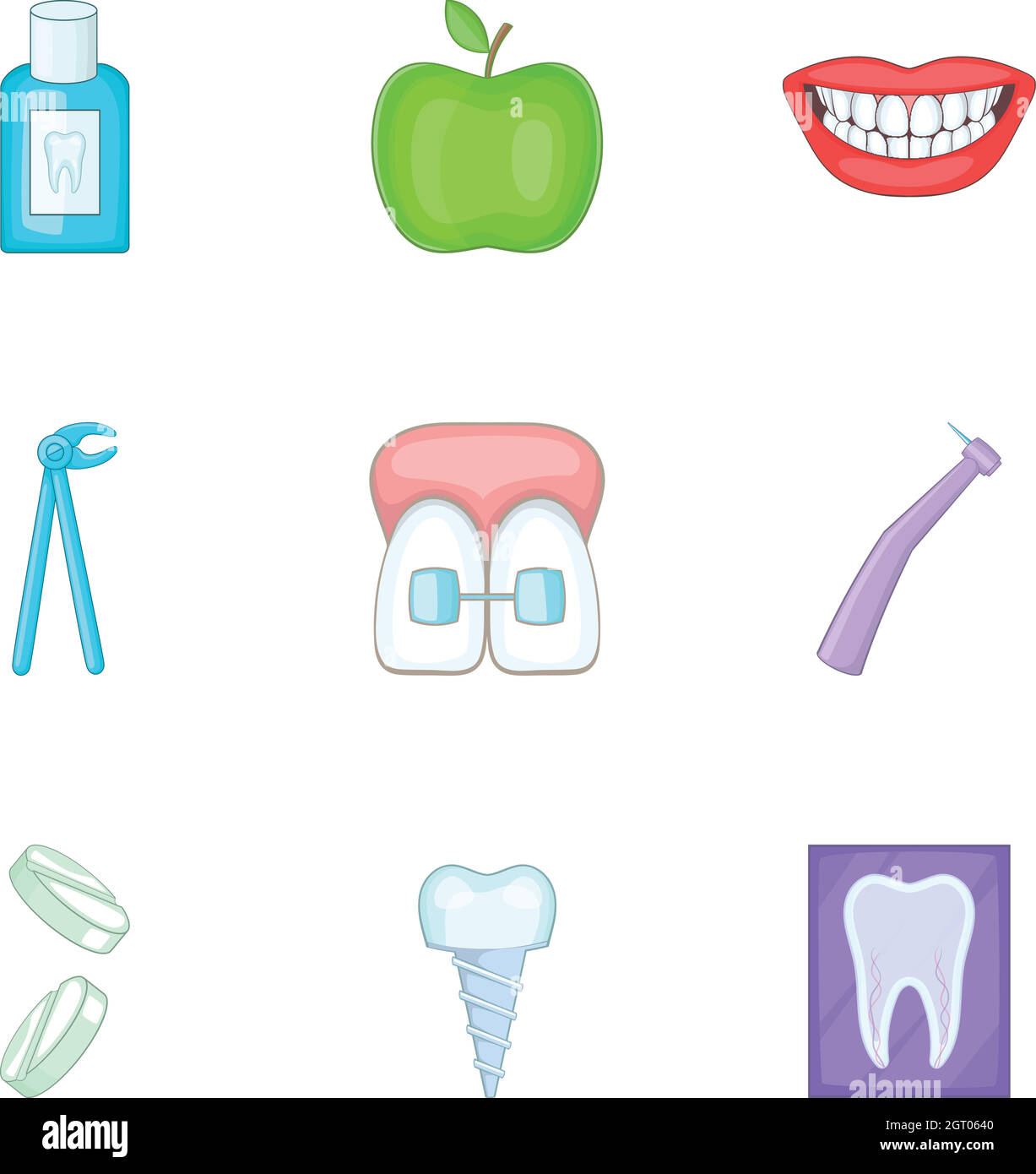Dental tooth doctor icons set, cartoon style Stock Vector Image & Art ...