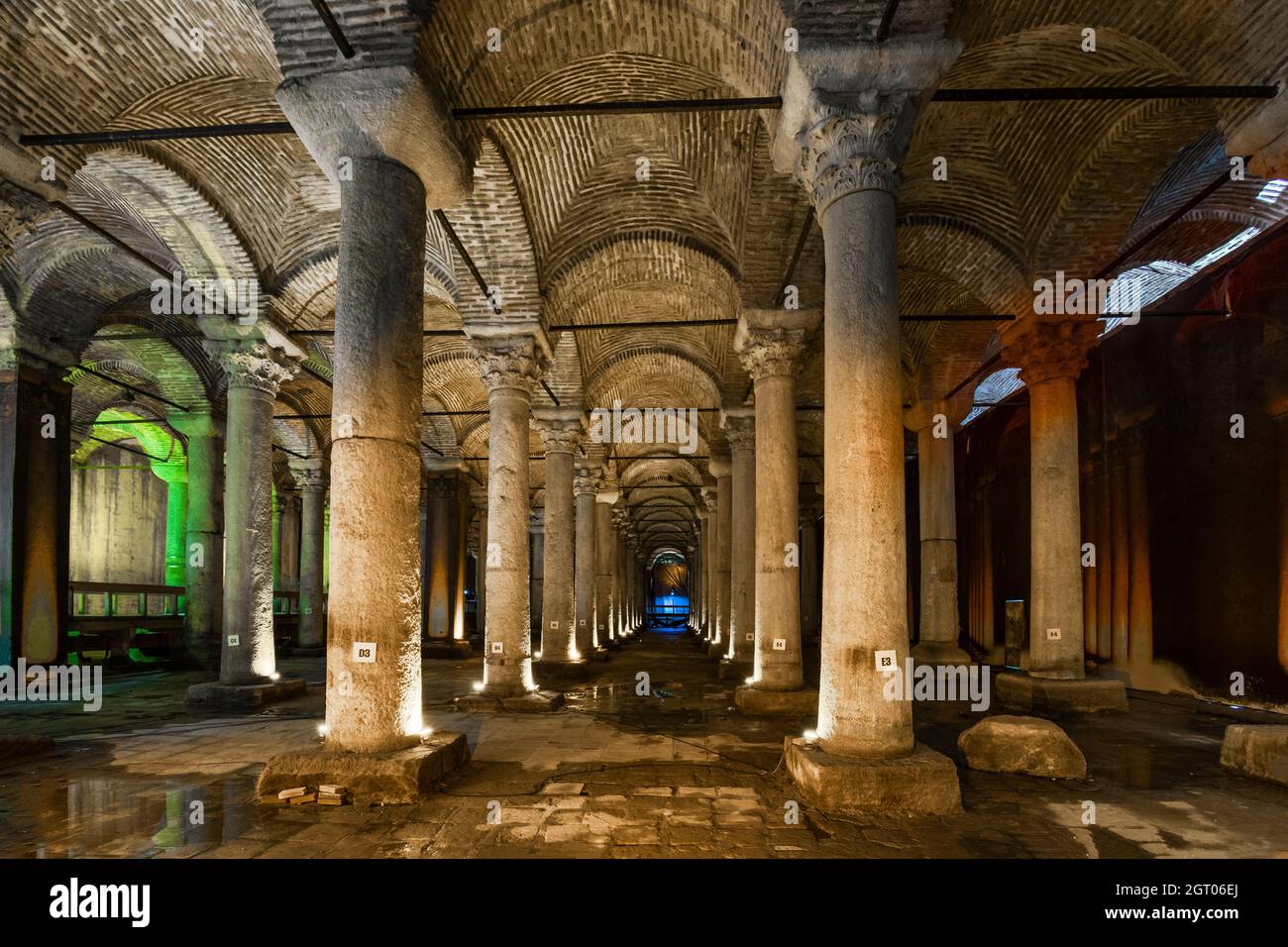 The ancient Basilica Cistern, a subterranean structure built to hold ...