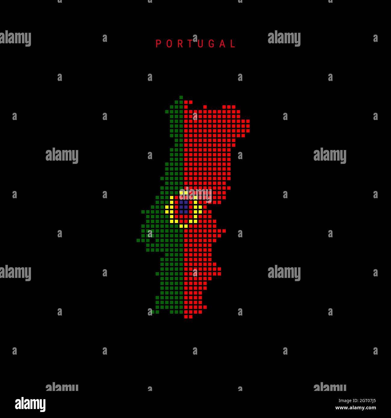 Square dots pattern map of Portugal. Dotted pixel map with national ...