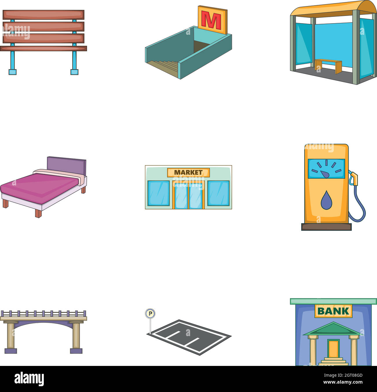 City elements icons set, cartoon style Stock Vector Image & Art - Alamy