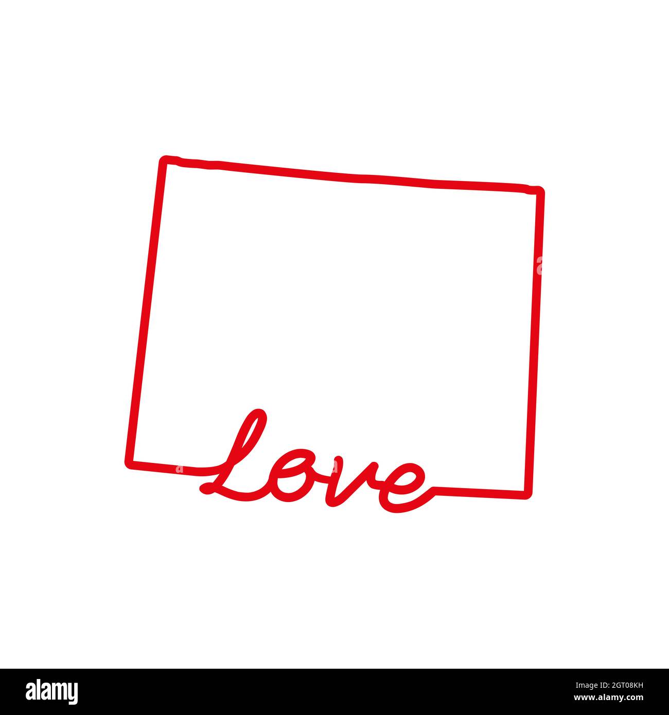 Wyoming US state red outline map with the handwritten LOVE word ...