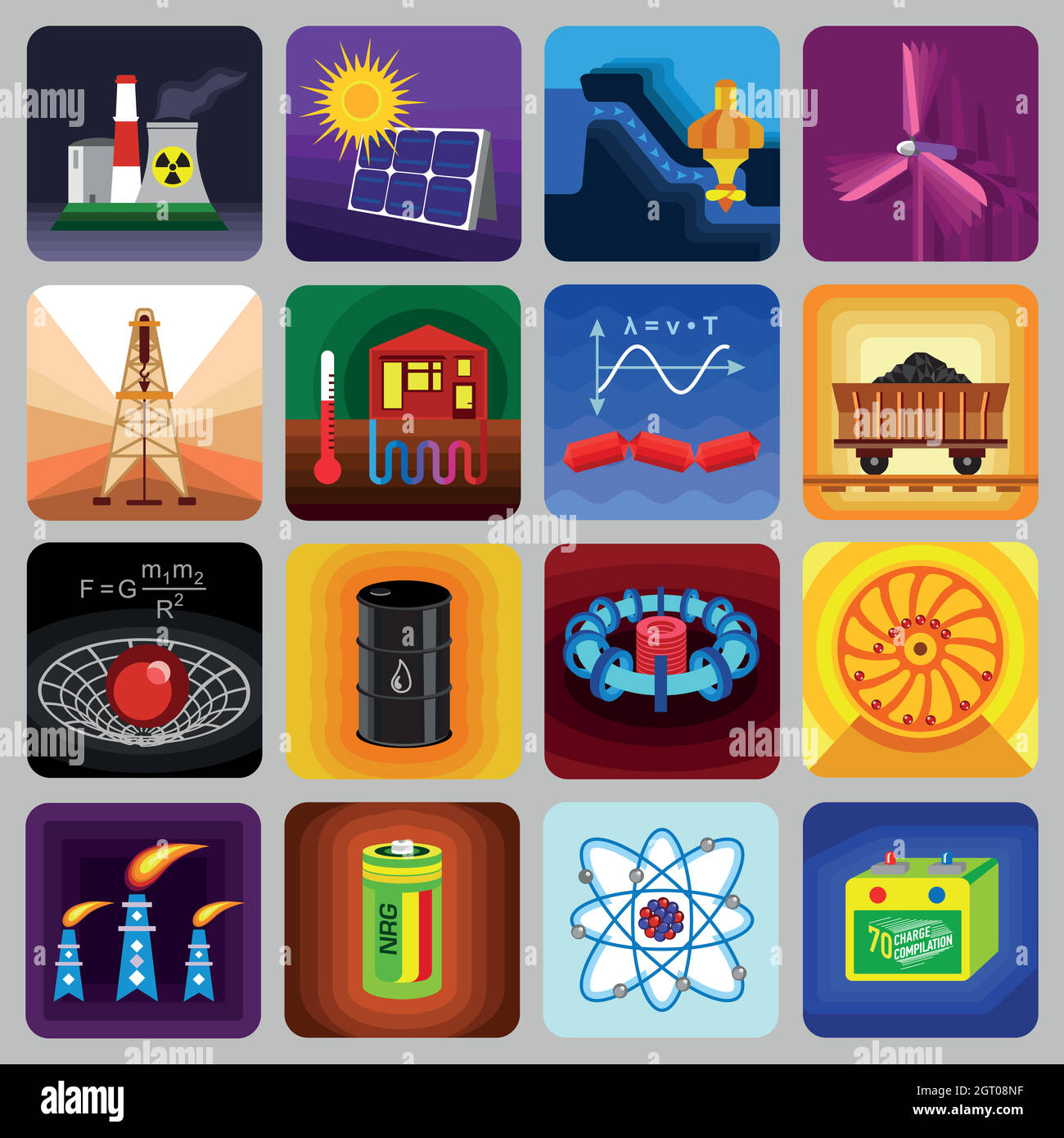 Energy sources items icons set, flat style Stock Vector Image & Art - Alamy