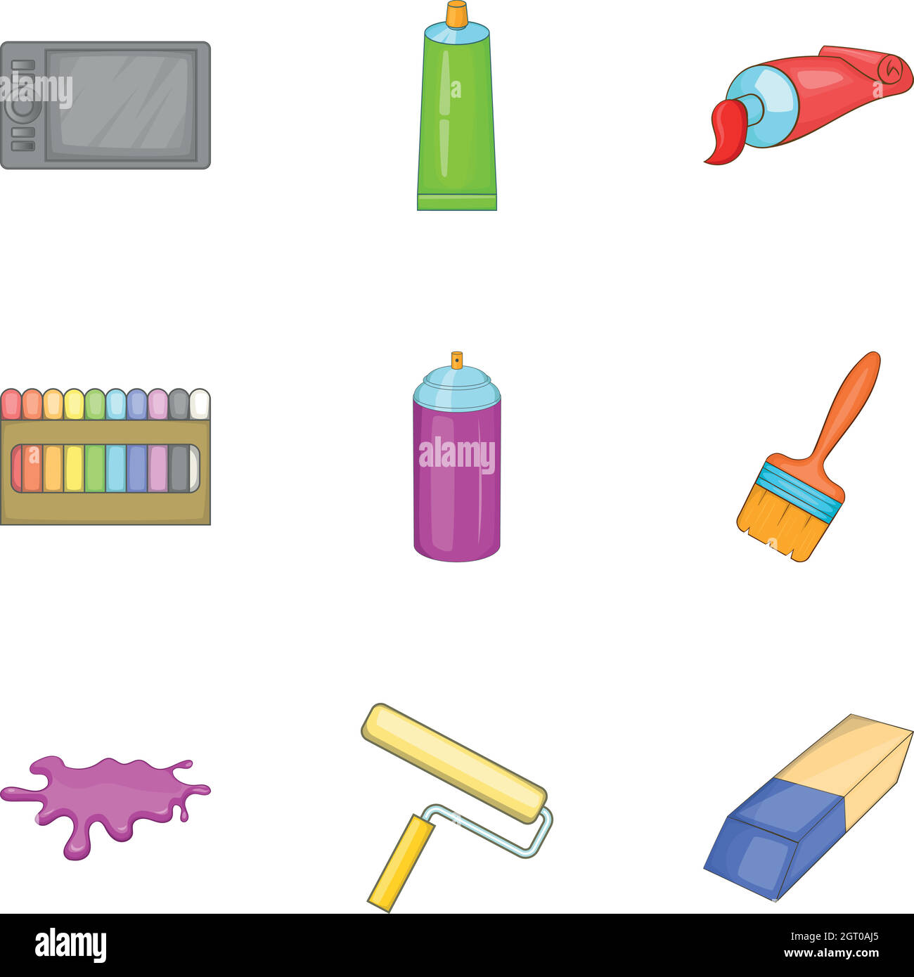 Drawing and painting tool icons set, cartoon style Stock Vector Image ...