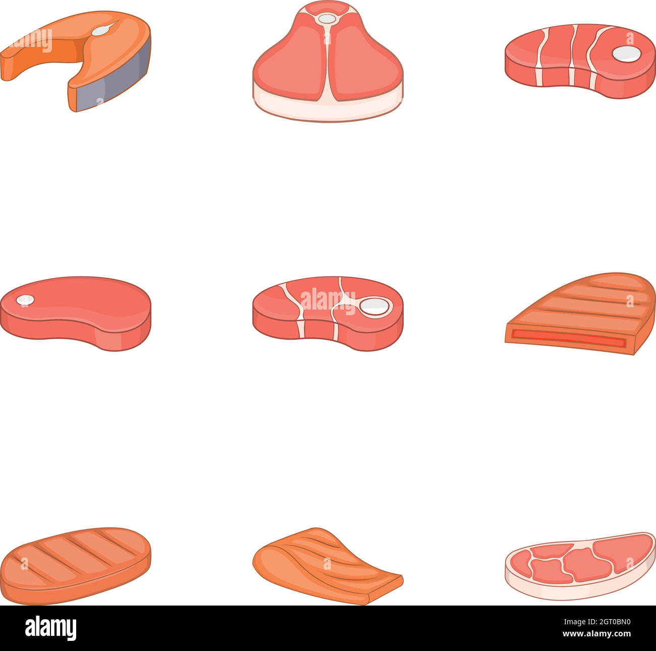 Piece of meat icons set, cartoon style Stock Vector Image & Art - Alamy