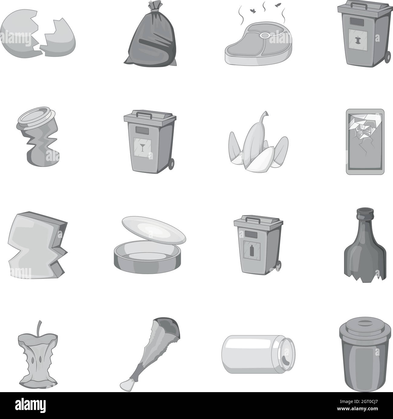 Garbage items icons set, monochrome style Stock Vector Image & Art - Alamy