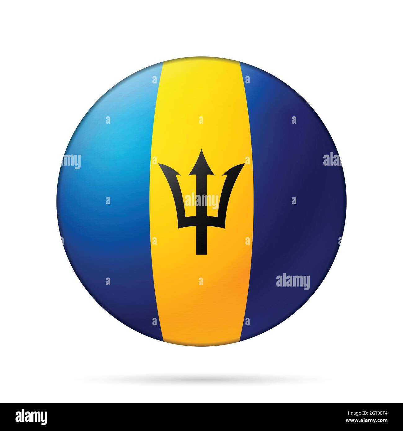 Glass light ball with flag of Barbados. Round sphere, template icon ...