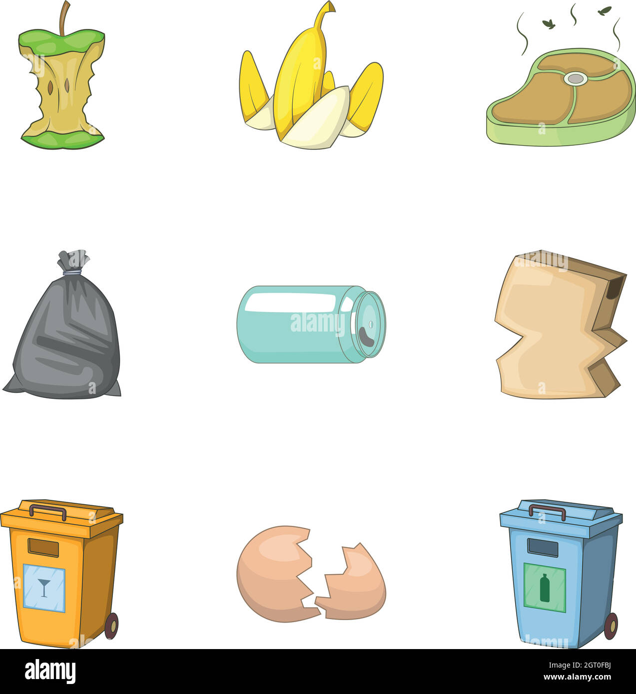 Waste icons set, cartoon style Stock Vector Image & Art - Alamy