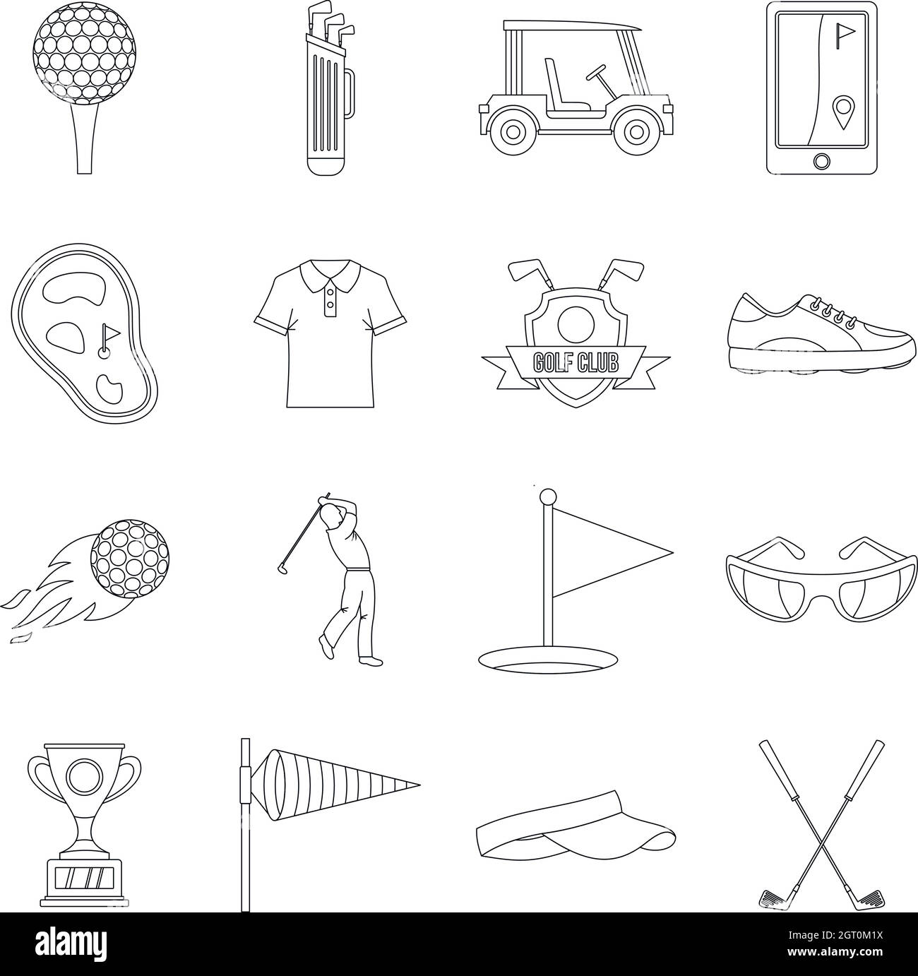 Golf items icons set, outline style Stock Vector Image & Art - Alamy