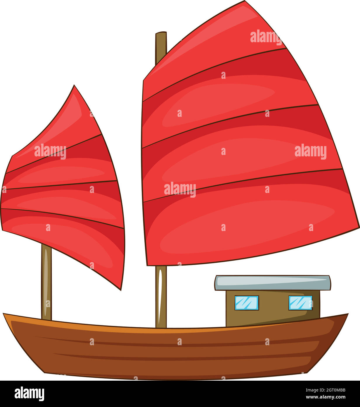 White boat red flag Stock Vector Images - Alamy