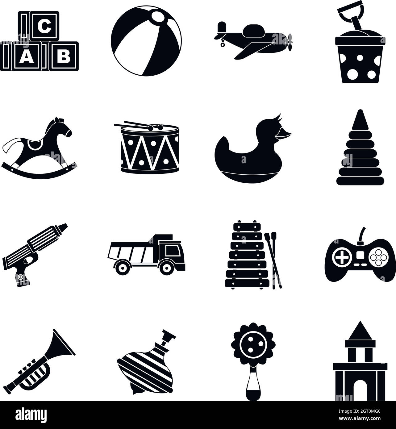 Different kids toys icons set, simple style Stock Vector Image & Art ...