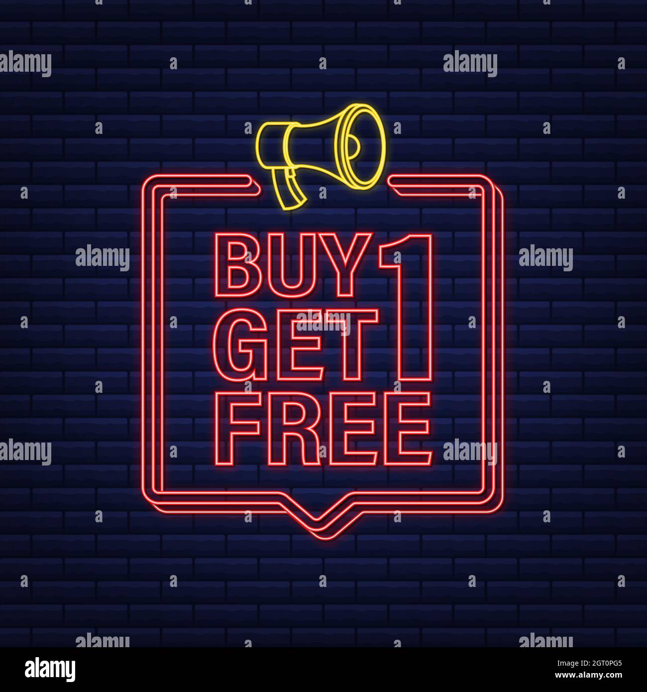 Buy 2 Get 1 Free, sale tag, banner design template. Neon icon. Vector ...