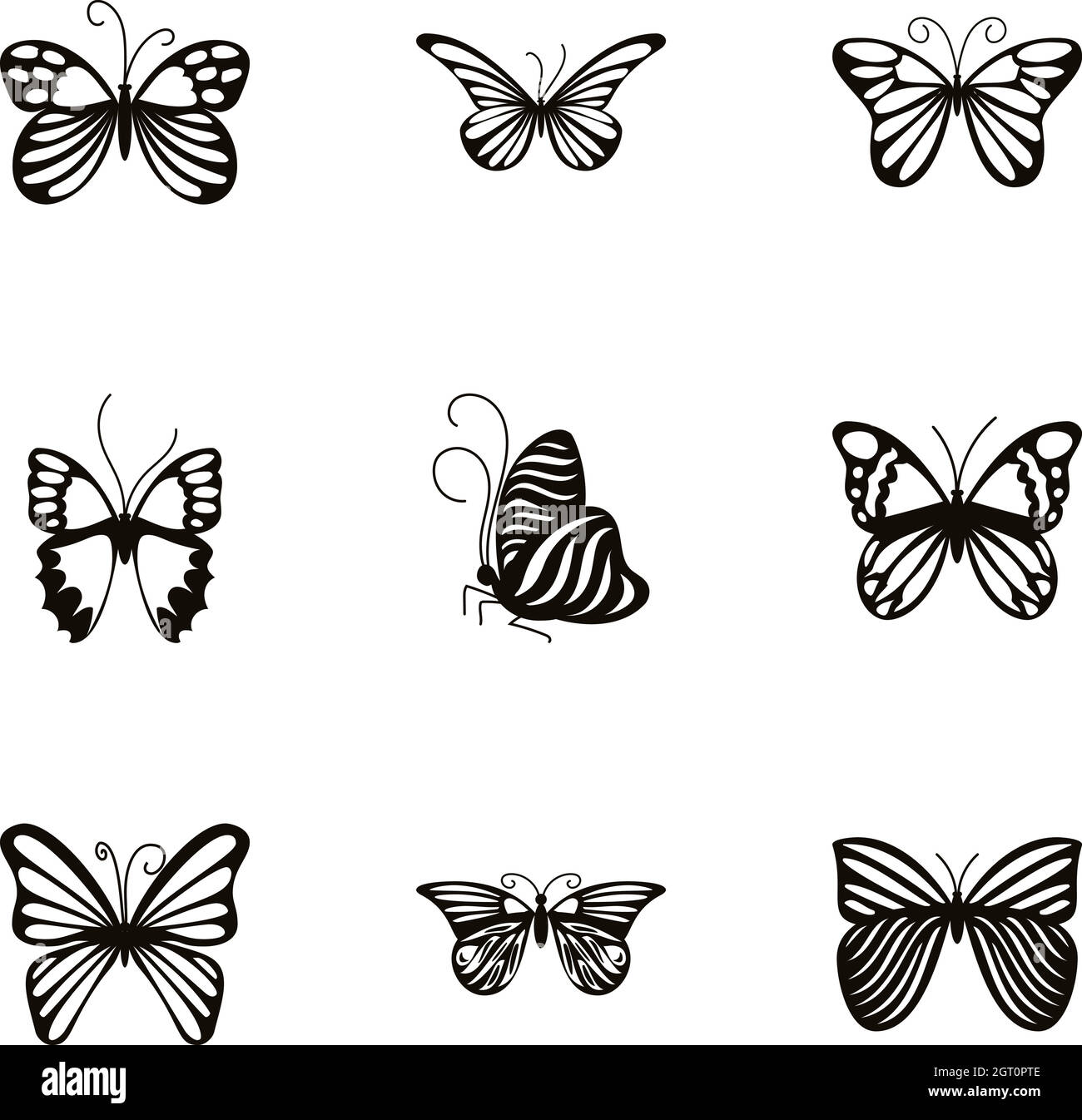 Set vector butterflies isolated Cut Out Stock Images & Pictures - Alamy