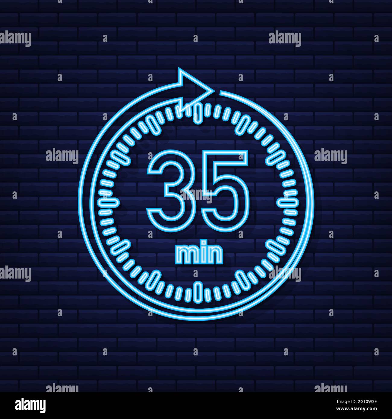 The 35 minutes, stopwatch vector neon icon. Stopwatch icon in flat ...