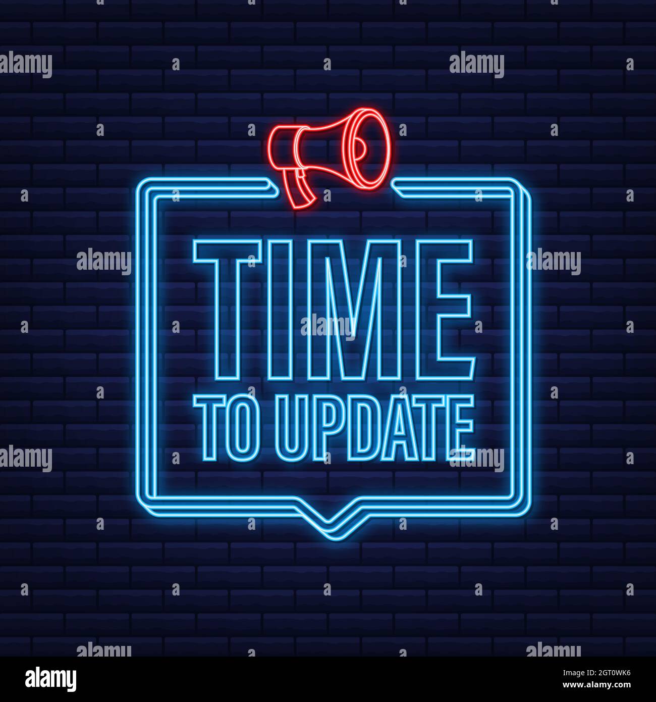 New update banner in modern style. Neon icon. Web design. Vector stock ...