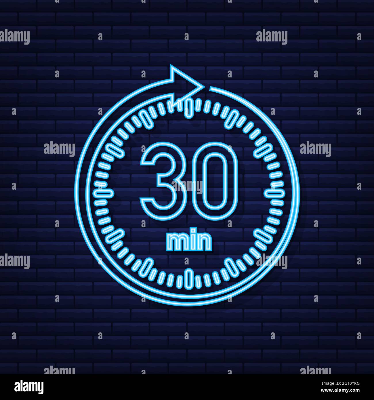 The 30 minutes, stopwatch vector neon icon. Stopwatch icon in flat ...