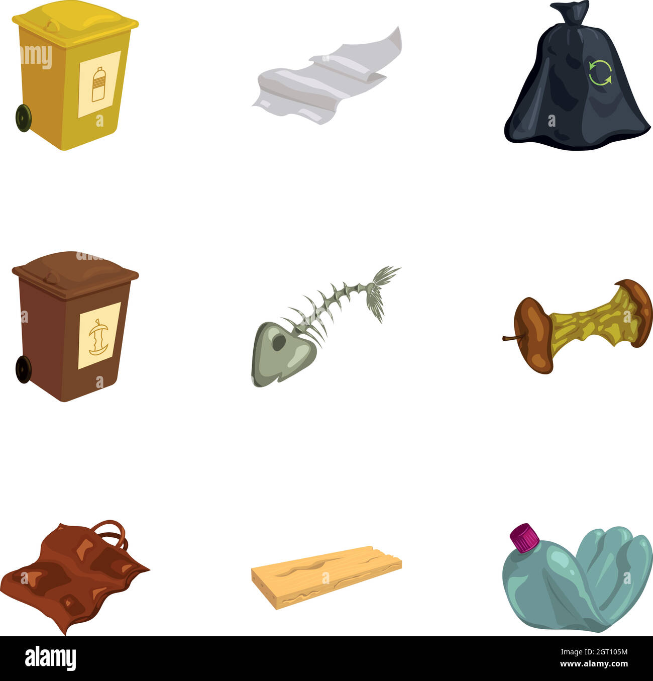 Garbage and recycling icons set, cartoon style Stock Vector Image & Art ...