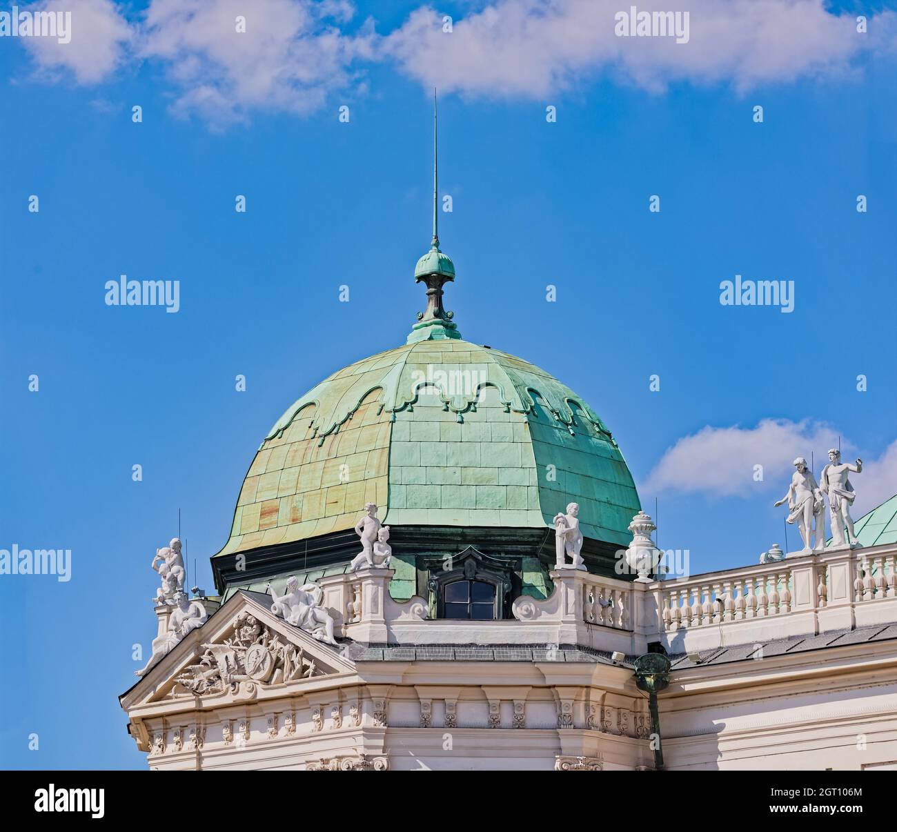 Green dome of the Upper Belvedere building in Wien, Austria Stock Photo ...