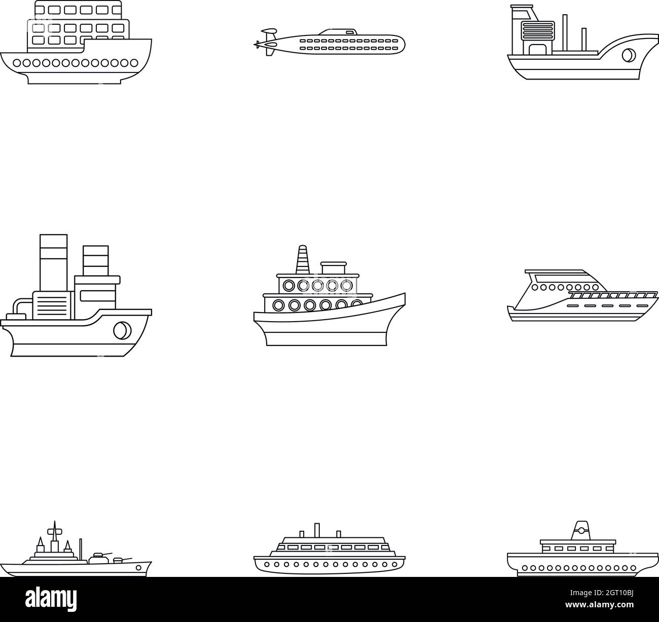 Maritime transport icons set, outline style Stock Vector Image & Art ...