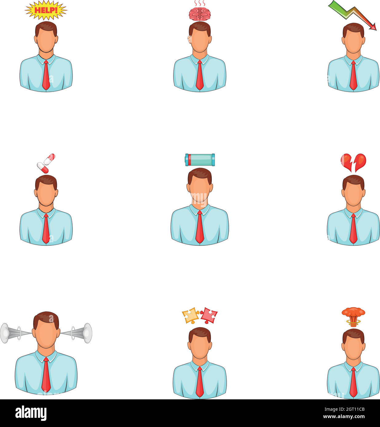 Anxiety set character mental hi-res stock photography and images - Alamy