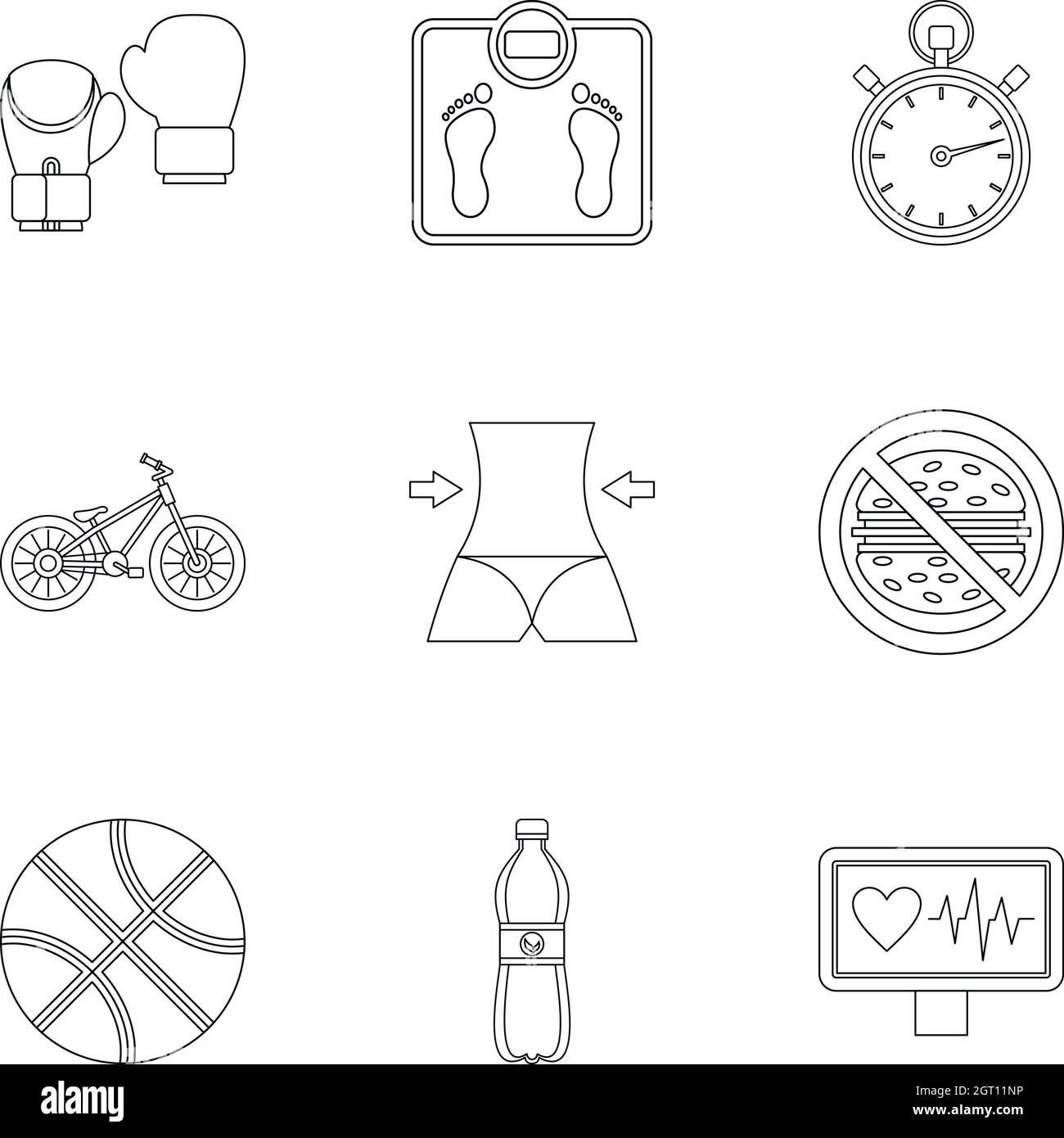 Fitness icons set, outline style Stock Vector Image & Art - Alamy