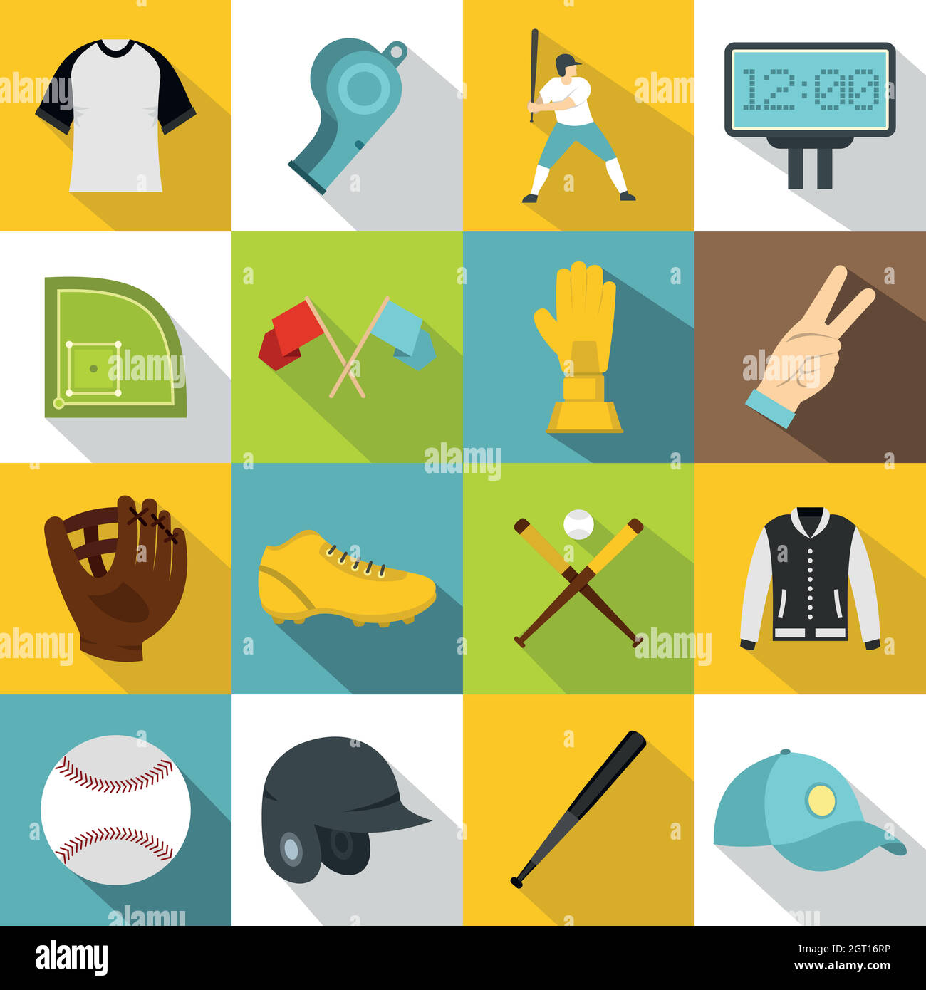 Baseball icons set, flat style Stock Vector Image & Art - Alamy